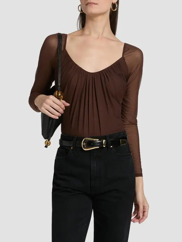 L'Agence Gwendolyn Sheer-sleeve Bodysuit