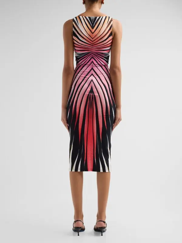 Roberto Cavalli Printed V-neck Midi Dress