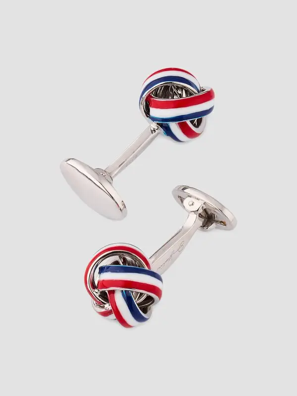 JAN LESLIE Sterling Silver & Enamel Knot Cufflinks