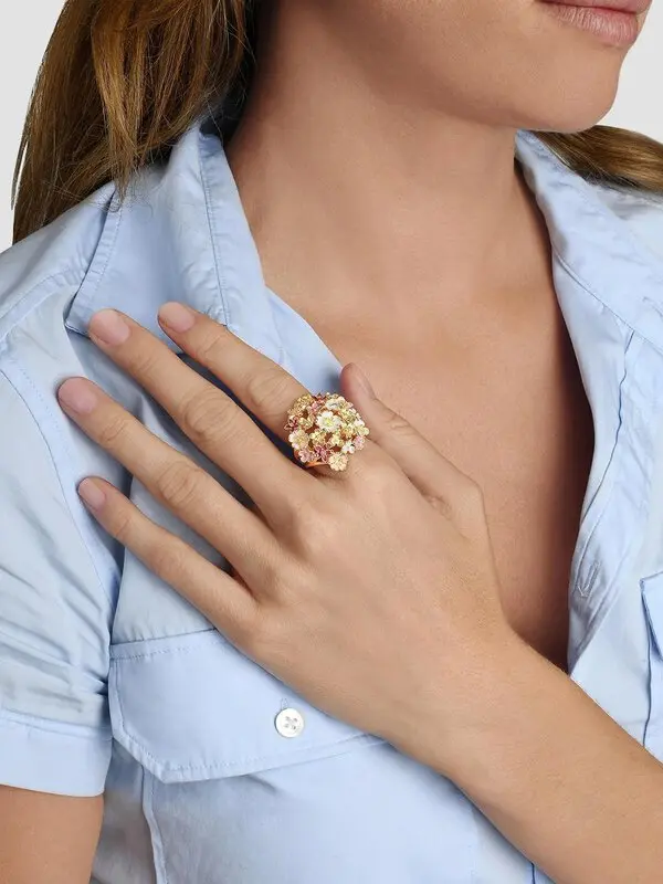 ANABEL ARAM Wildflowers 18k--plated & Enamel Ring