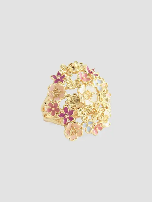 ANABEL ARAM Wildflowers 18k--plated & Enamel Ring