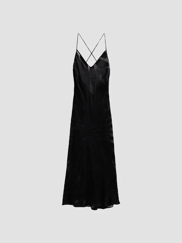 Roberto Cavalli Burnout-striped Midi Dress - Black