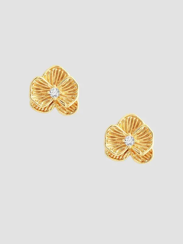 ANABEL ARAM Orchid 18k--plated & Cubic Zirconia Stud Earrings