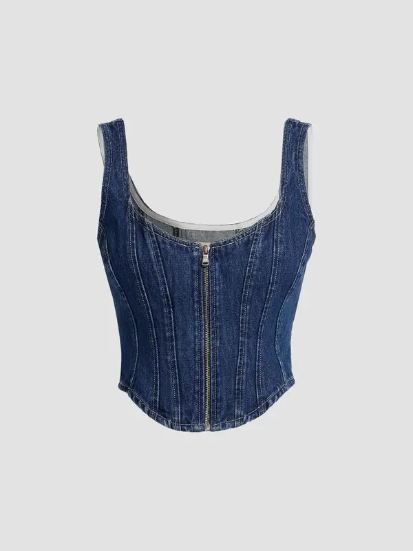 L'Agence Elysia Denim Corset Tank