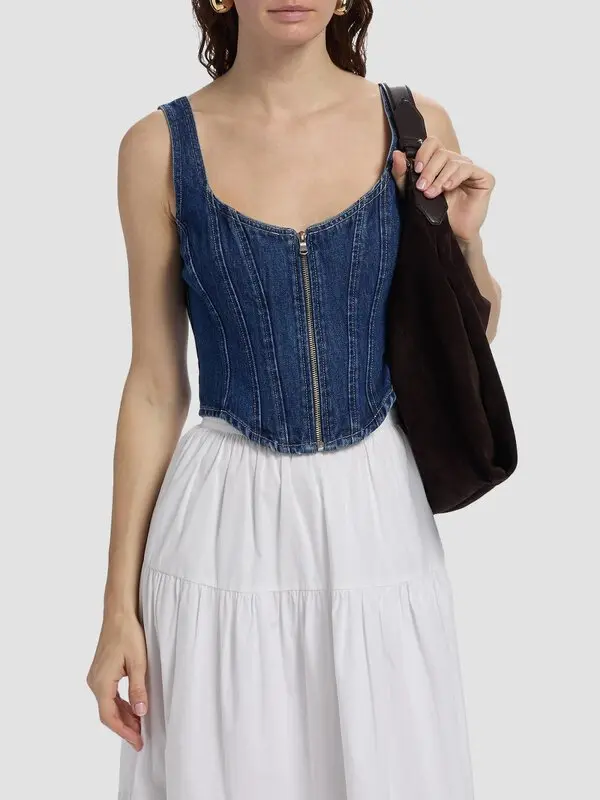 L'Agence Elysia Denim Corset Tank