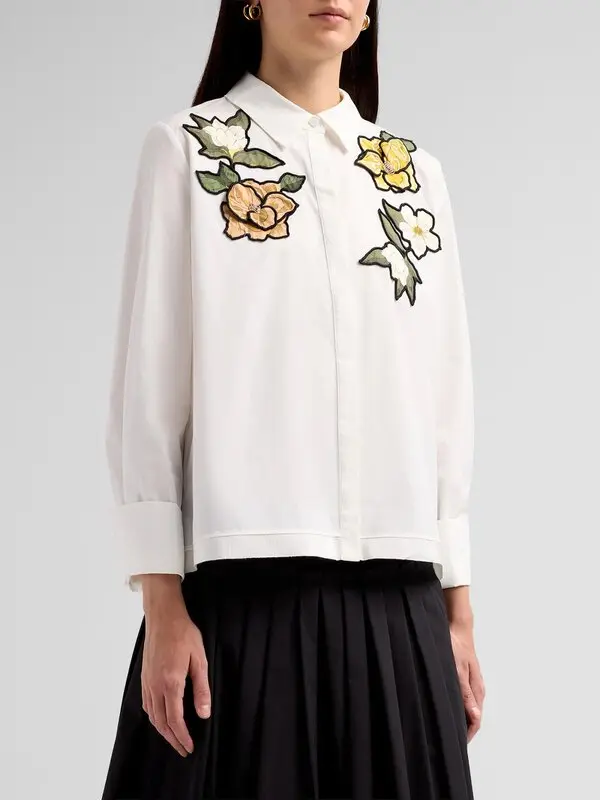 UNGARO Dylan Appliqué Button-front Blouse