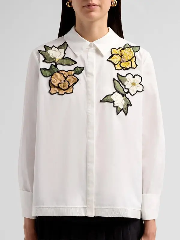 UNGARO Dylan Appliqué Button-front Blouse