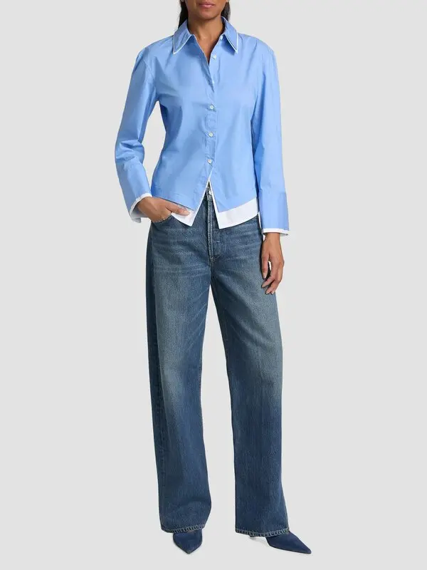 Veronica Beard Bonnie Layered Button-front Shirt - Cadet