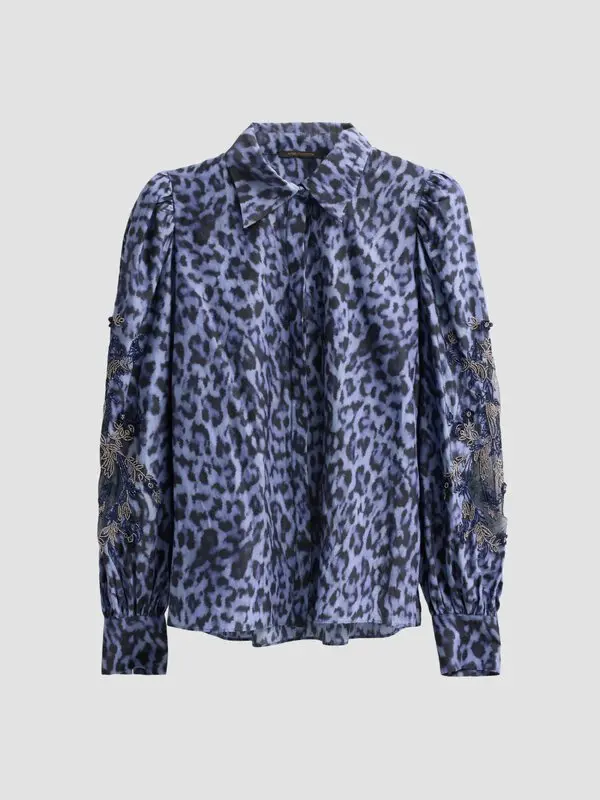 Kobi Halperin Lizzie Leopard Cotton-silk Blouse