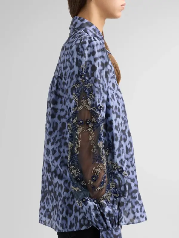 Kobi Halperin Lizzie Leopard Cotton-silk Blouse