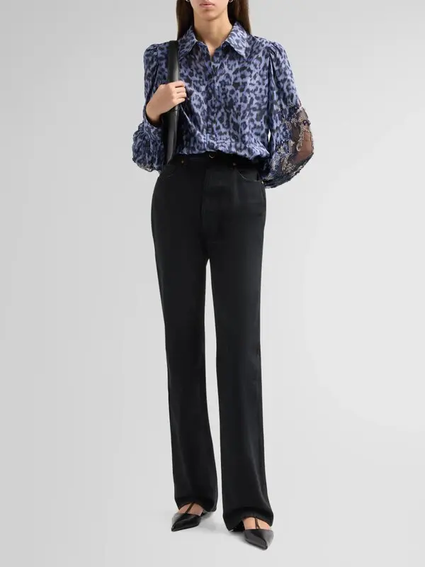 Kobi Halperin Lizzie Leopard Cotton-silk Blouse