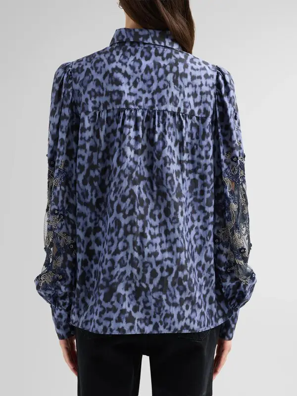 Kobi Halperin Lizzie Leopard Cotton-silk Blouse