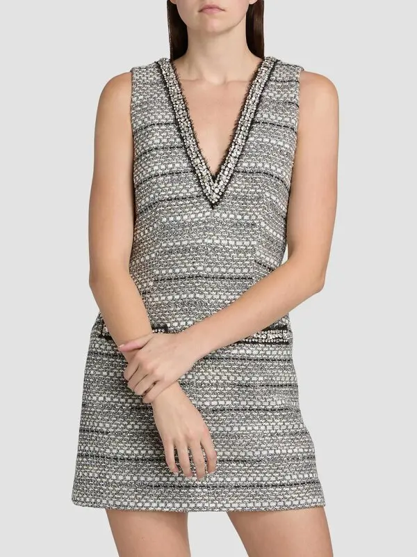 Veronica Beard Odele Embellished Cotton-blend Minidress