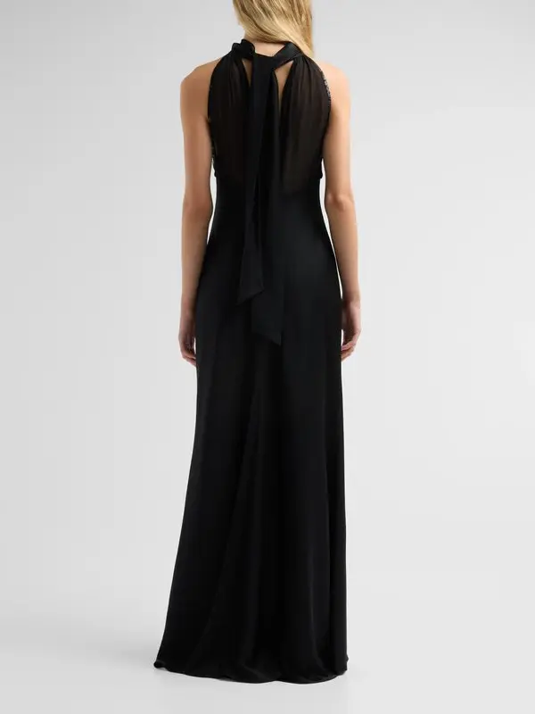 UNGARO Evie Sequined Halterneck Gown - Black