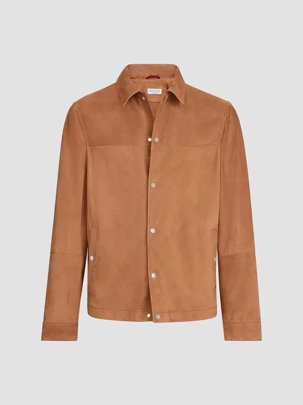 Brunello Cucinelli Suede Outerwear Jacket - Cognac