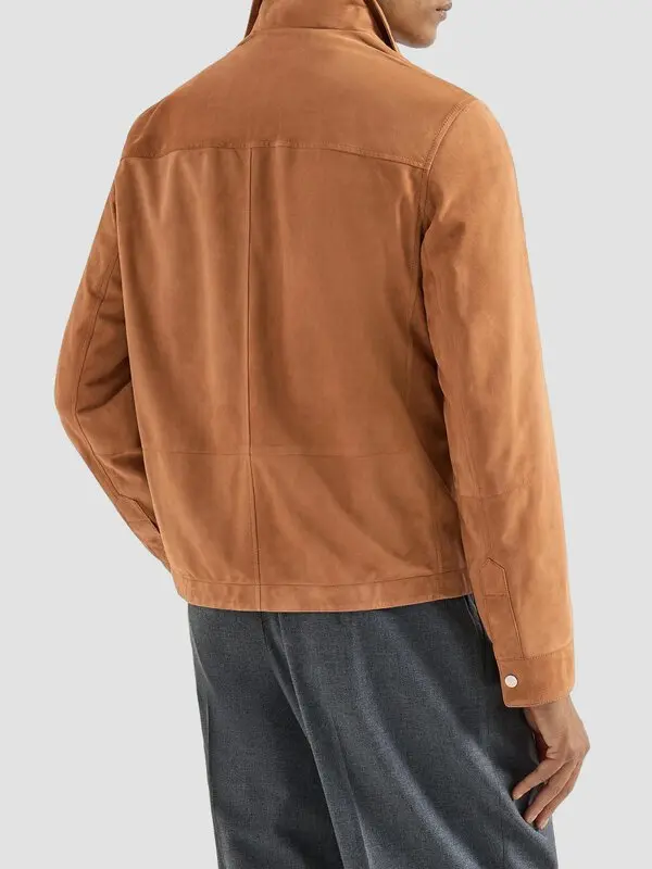 Brunello Cucinelli Suede Outerwear Jacket - Cognac