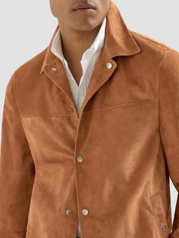 Brunello Cucinelli Suede Outerwear Jacket - Cognac