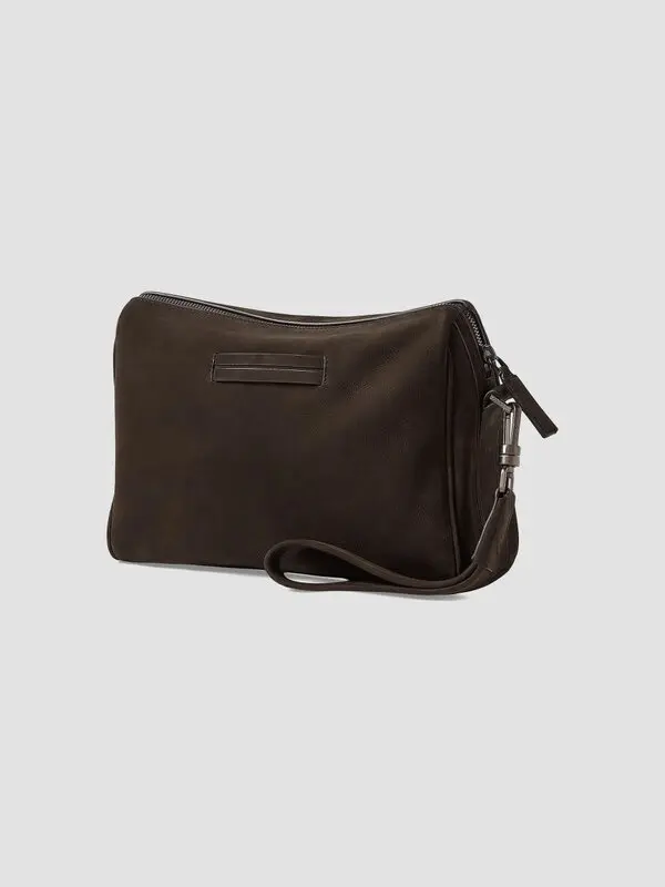 Zegna Secondskin Leather Pouch - Dark Brown