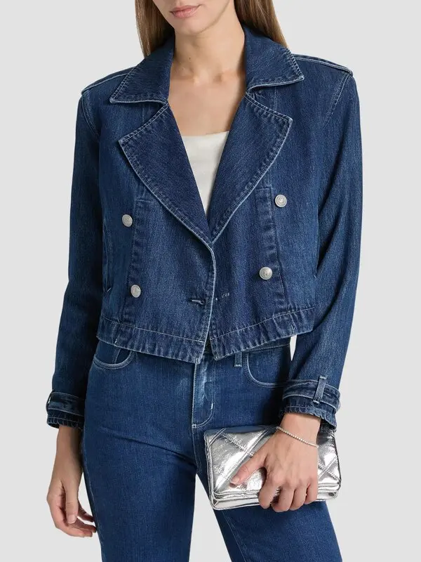 L'Agence Maddox Cropped Double-breasted Denim Jacket