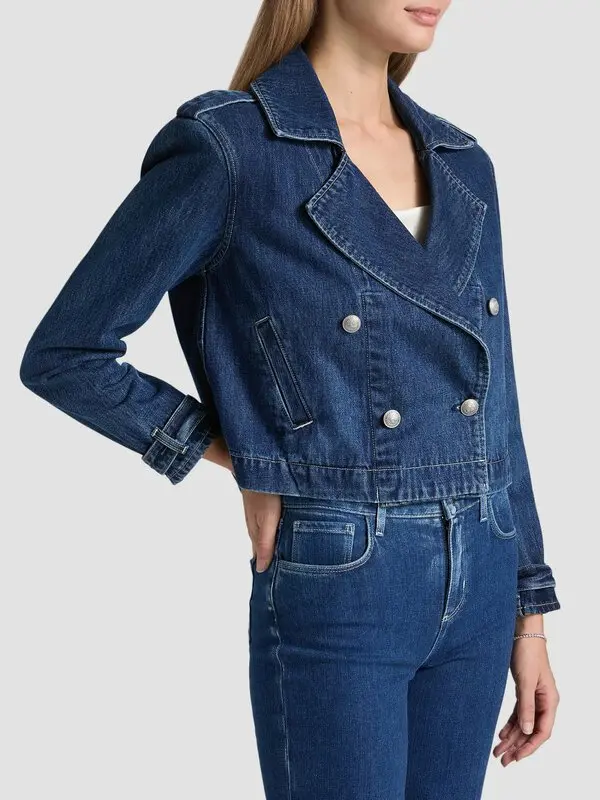 L'Agence Maddox Cropped Double-breasted Denim Jacket