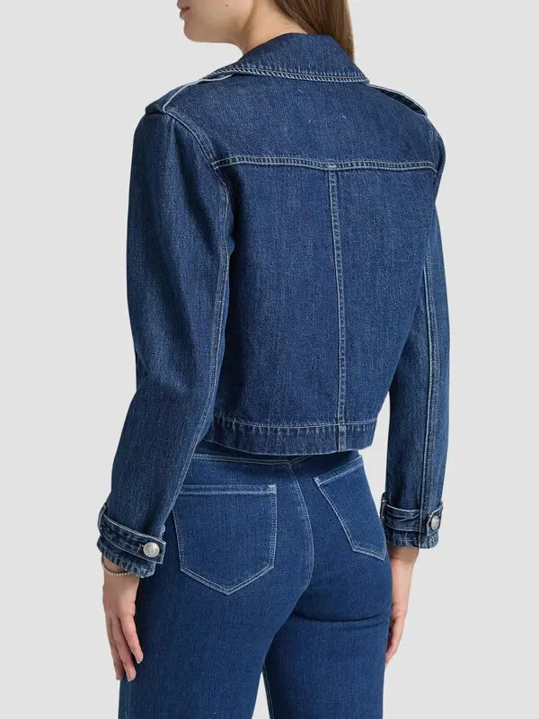 L'Agence Maddox Cropped Double-breasted Denim Jacket