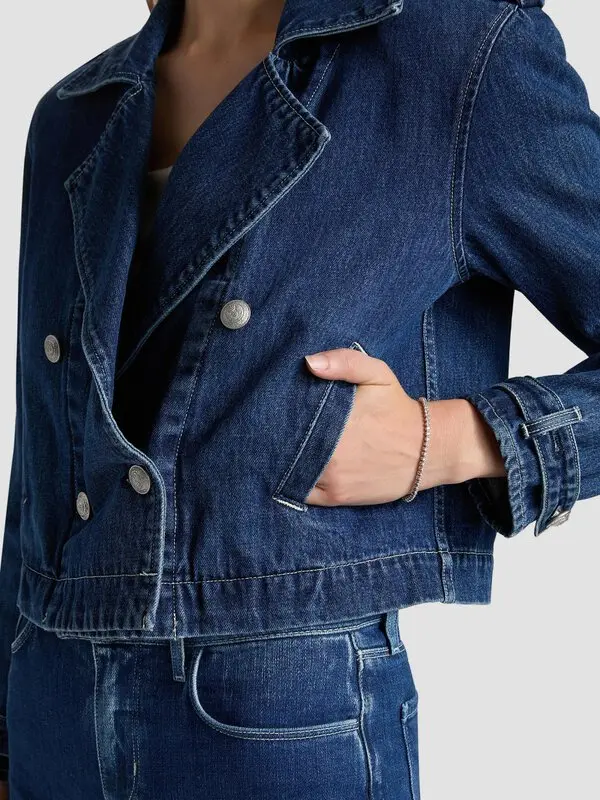 L'Agence Maddox Cropped Double-breasted Denim Jacket