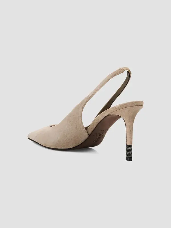 Brunello Cucinelli 80mm Suede Slingback Pumps