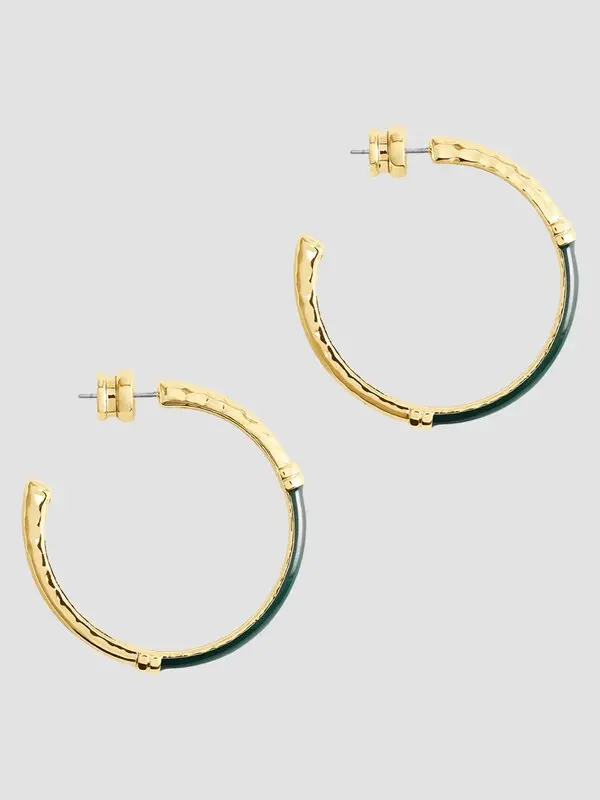 ANABEL ARAM Forza 18k-gold-plated & Gemstone Medium Hoop Earrings - Malachite