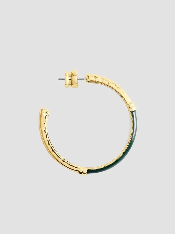 ANABEL ARAM Forza 18k-gold-plated & Gemstone Medium Hoop Earrings - Malachite