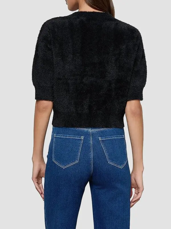 L'Agence Guinevere Crop Fuzzy Knit Crewneck Sweater