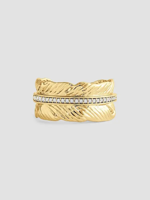 ANABEL ARAM Feather 18k--plated & Crystal Ring