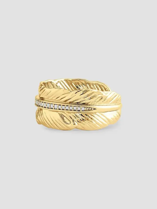 ANABEL ARAM Feather 18k--plated & Crystal Ring