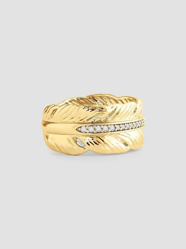 ANABEL ARAM Feather 18k--plated & Crystal Ring