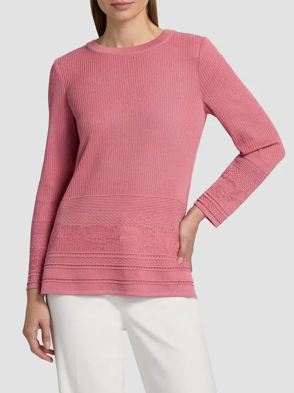 Misook Multi-stitch Tonal Ribbed Soft Knit Tunic