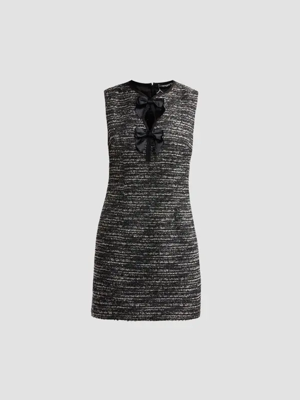 UNGARO Eliza Bow Tweed Mini Dress