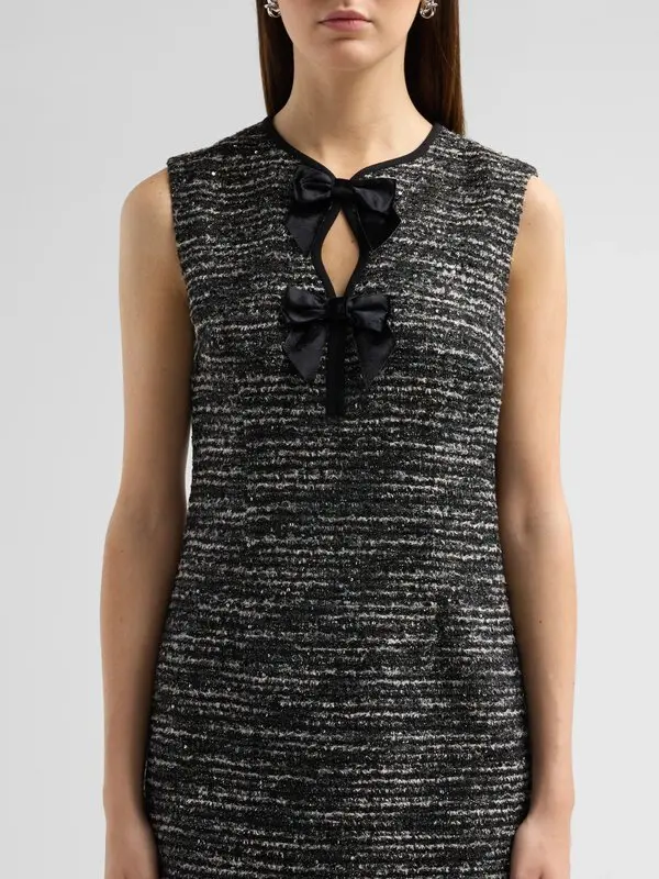 UNGARO Eliza Bow Tweed Mini Dress