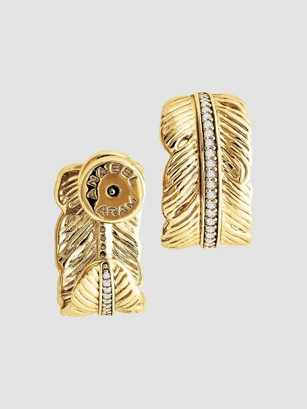 ANABEL ARAM Feather 18k--plated & Crystal Small Hoop Earrings
