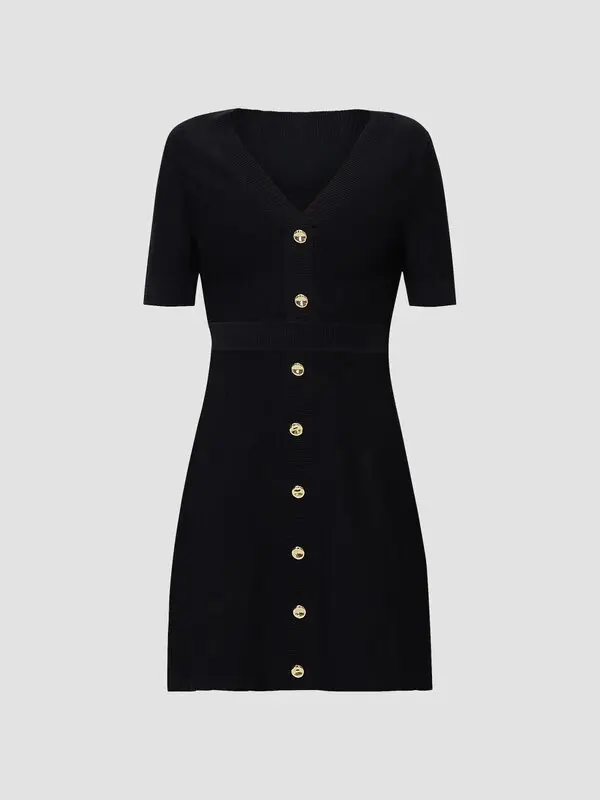 Herve Leger Winslow Button-embellished Minidress - Black