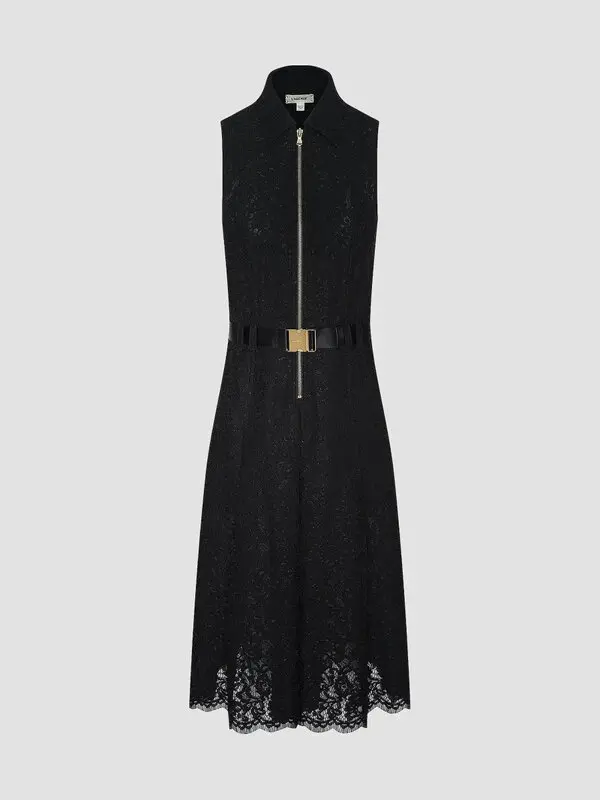 L'Agence Kylo Cotton-blend Lace Belted Shirtdress