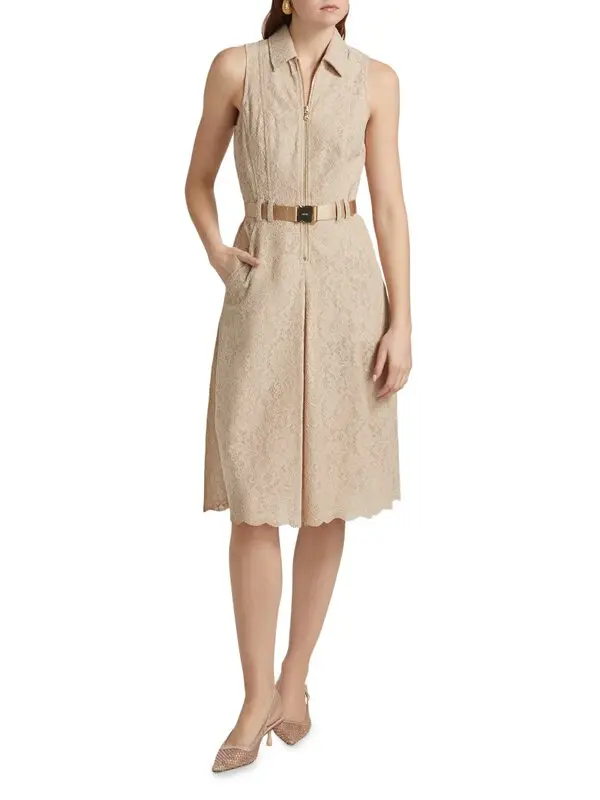 L'Agence Kylo Cotton-blend Lace Belted Shirtdress