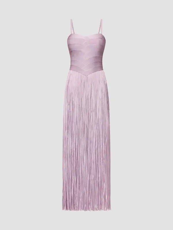 Herve Leger The Ember Fringe Maxi Dress - Aster