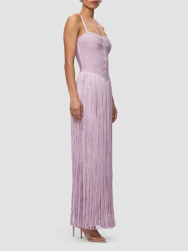 Herve Leger The Ember Fringe Maxi Dress
