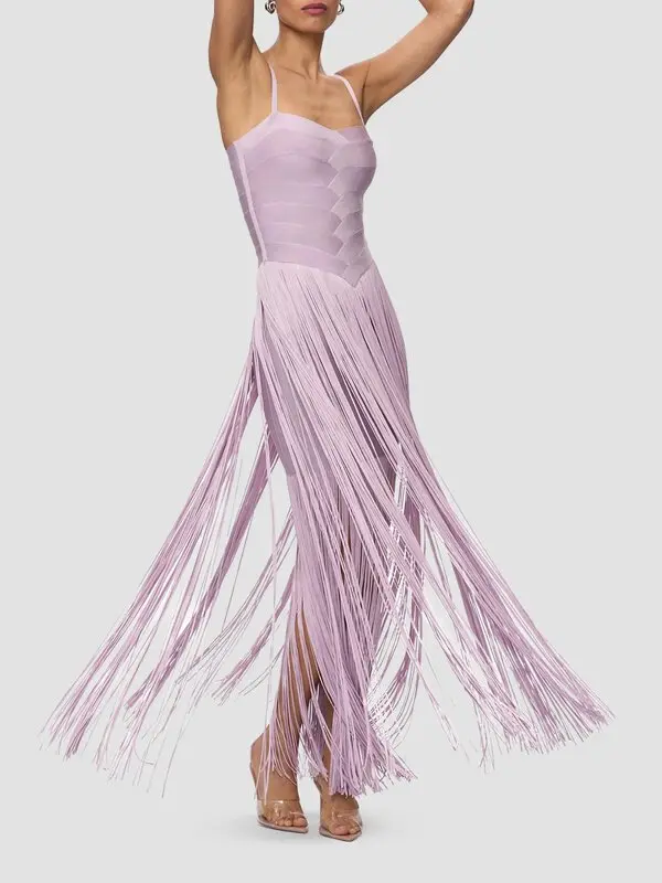 Herve Leger The Ember Fringe Maxi Dress