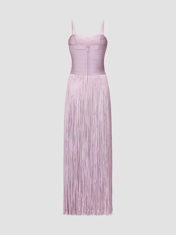 Herve Leger The Ember Fringe Maxi Dress - Aster