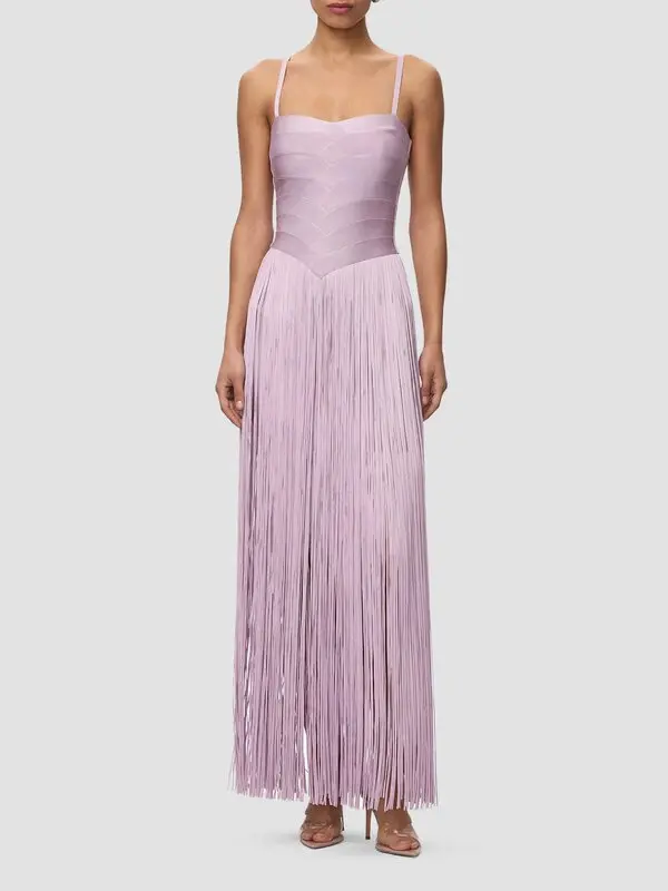 Herve Leger The Ember Fringe Maxi Dress - Aster