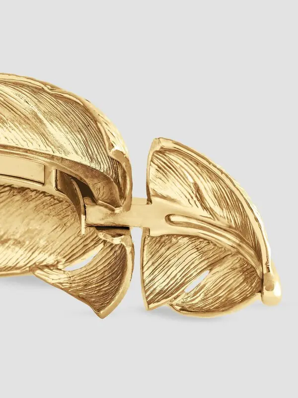 ANABEL ARAM Feather 18k--plated & Crystal Wide Hinged Cuff