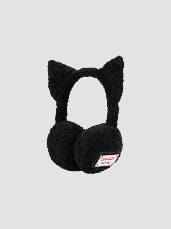 CHARLES JEFFREY Logo Faux-fur Earmuffs - Black
