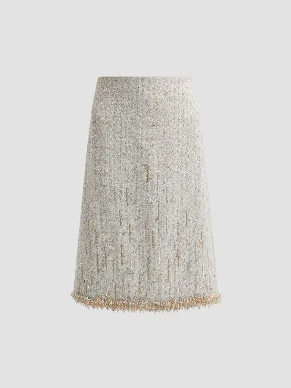 UNGARO Edith Tweed Knee-length Skirt