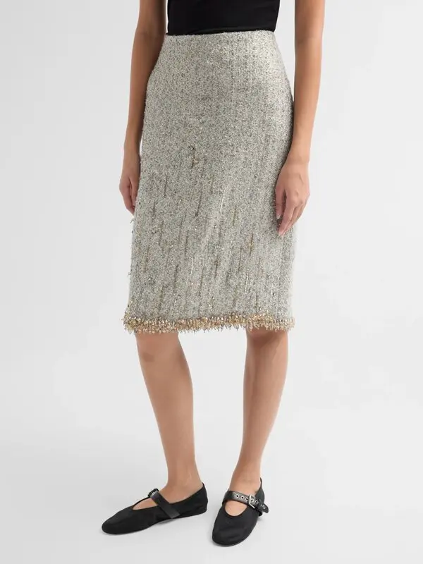 UNGARO Edith Tweed Knee-length Skirt