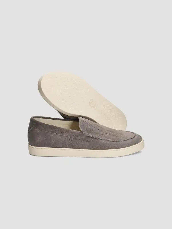 Brunello Cucinelli Herringbone Suede Loafers - Cloud
